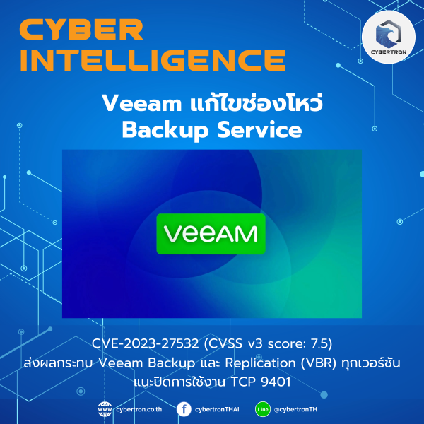 Veeam แก้ไขช่องโหว่ Backup Service - Cybertron